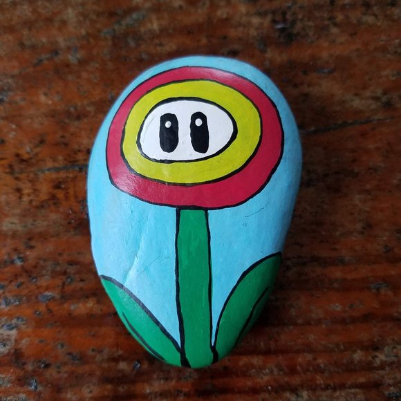 PaintedRoxRUs | Accents | Super Mario Bros Flower Painted Rock Ooak ...
